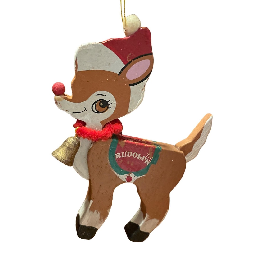 Vintage Rudolph Reindeer Wood Christmas Ornament 1983 May Co - Etsy