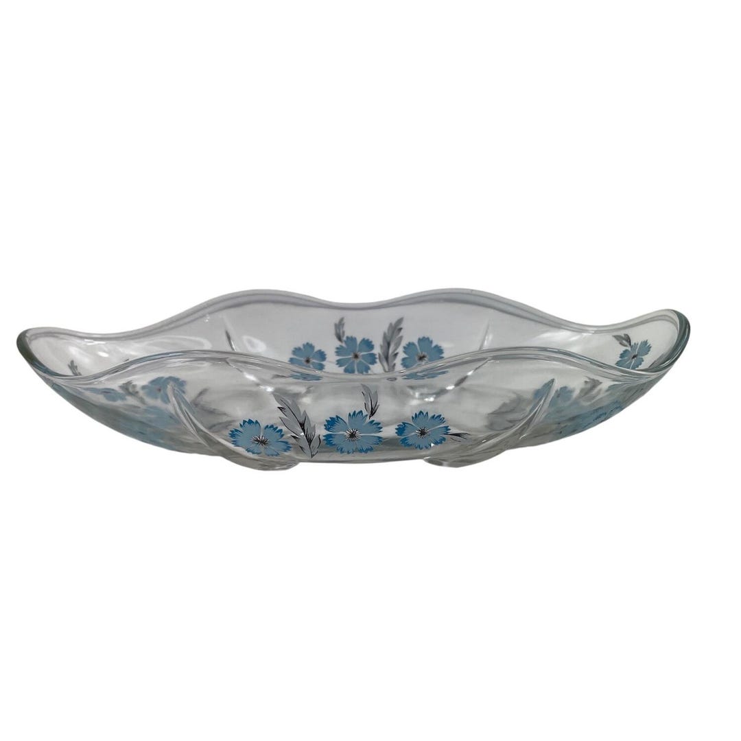 Anchor Hocking Swedish Blue Cornflower Glass Relish Dish Footed MCM - Etsy