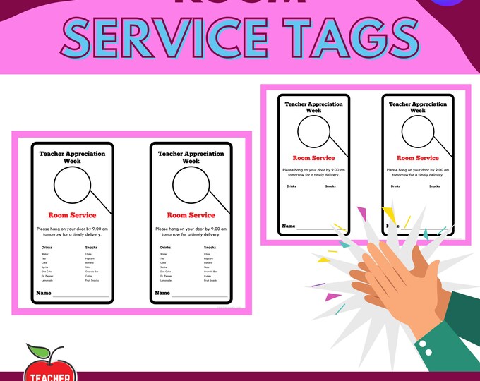 Teacher Appreciation Week | Room Service Tags | Room Service Door ...