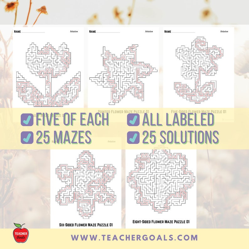 Crazy Flower Mazes for All Ages - Easter Mazes - Etsy