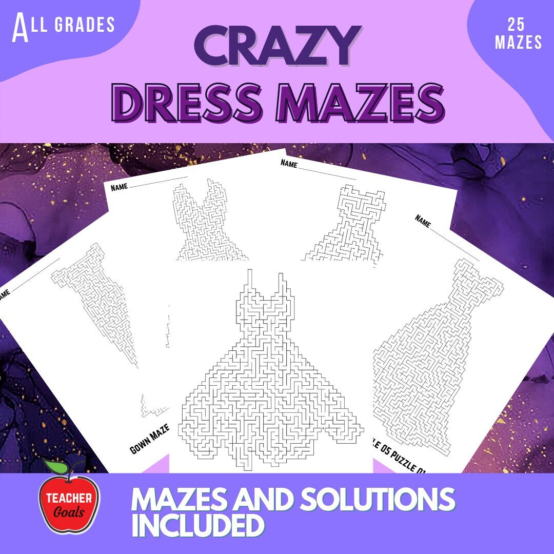 Crazy Dress Mazes for All Ages | Kid's Activity Worksheet - Etsy