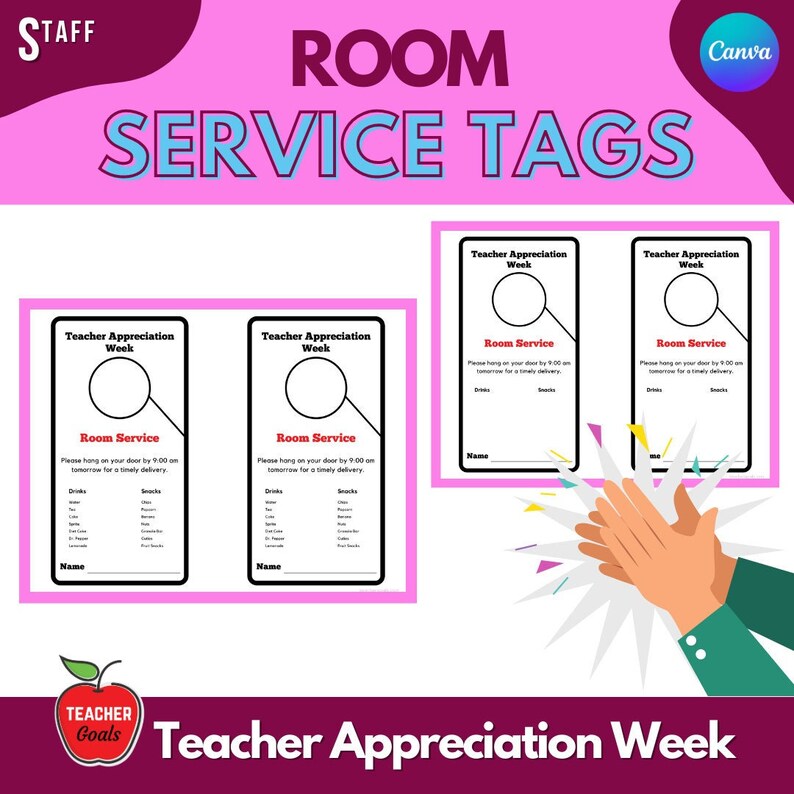 Teacher Appreciation Week | Room Service Tags | Room Service Door ...