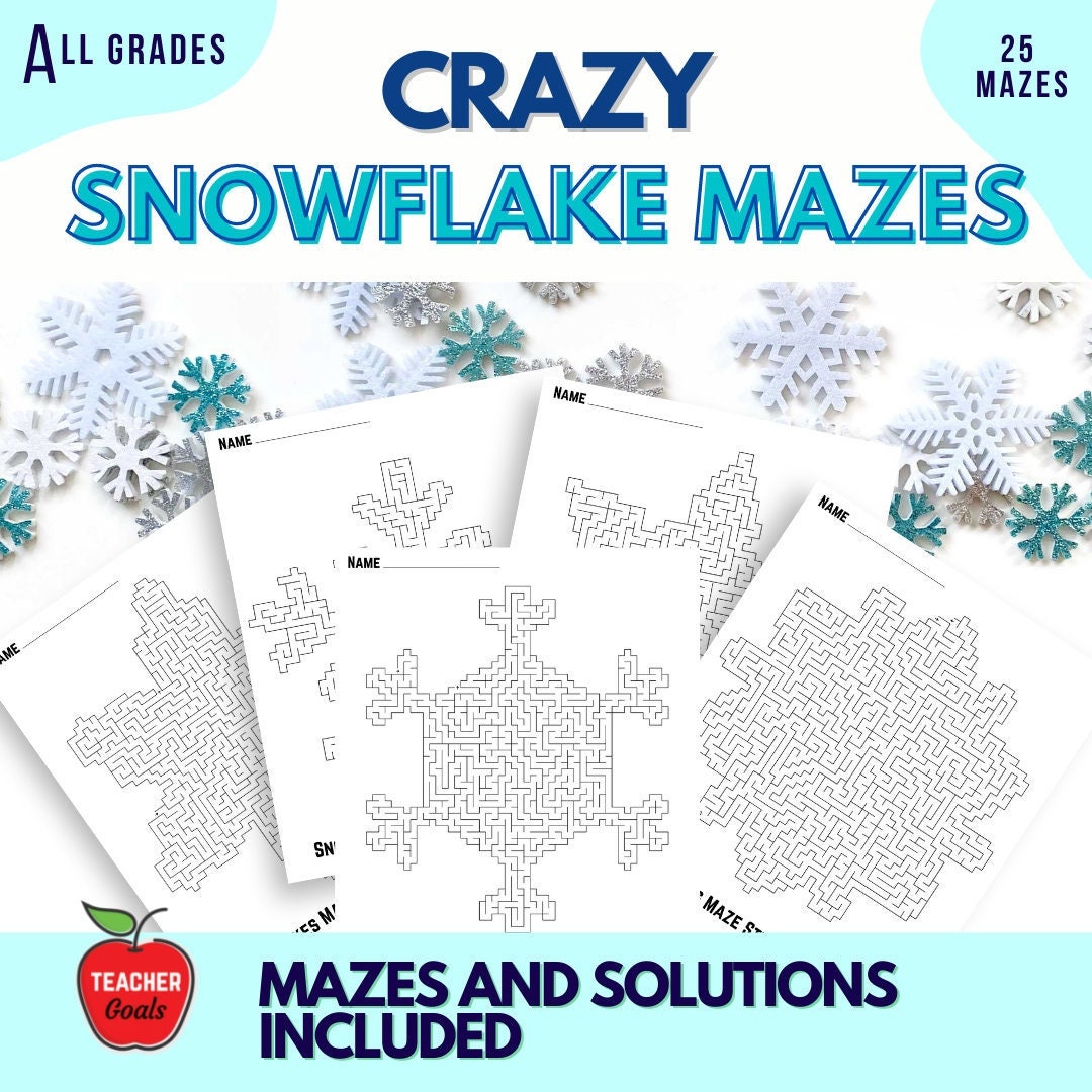 Crazy Snowflake Mazes for All Ages | Printable Winter Maze for Kids ...