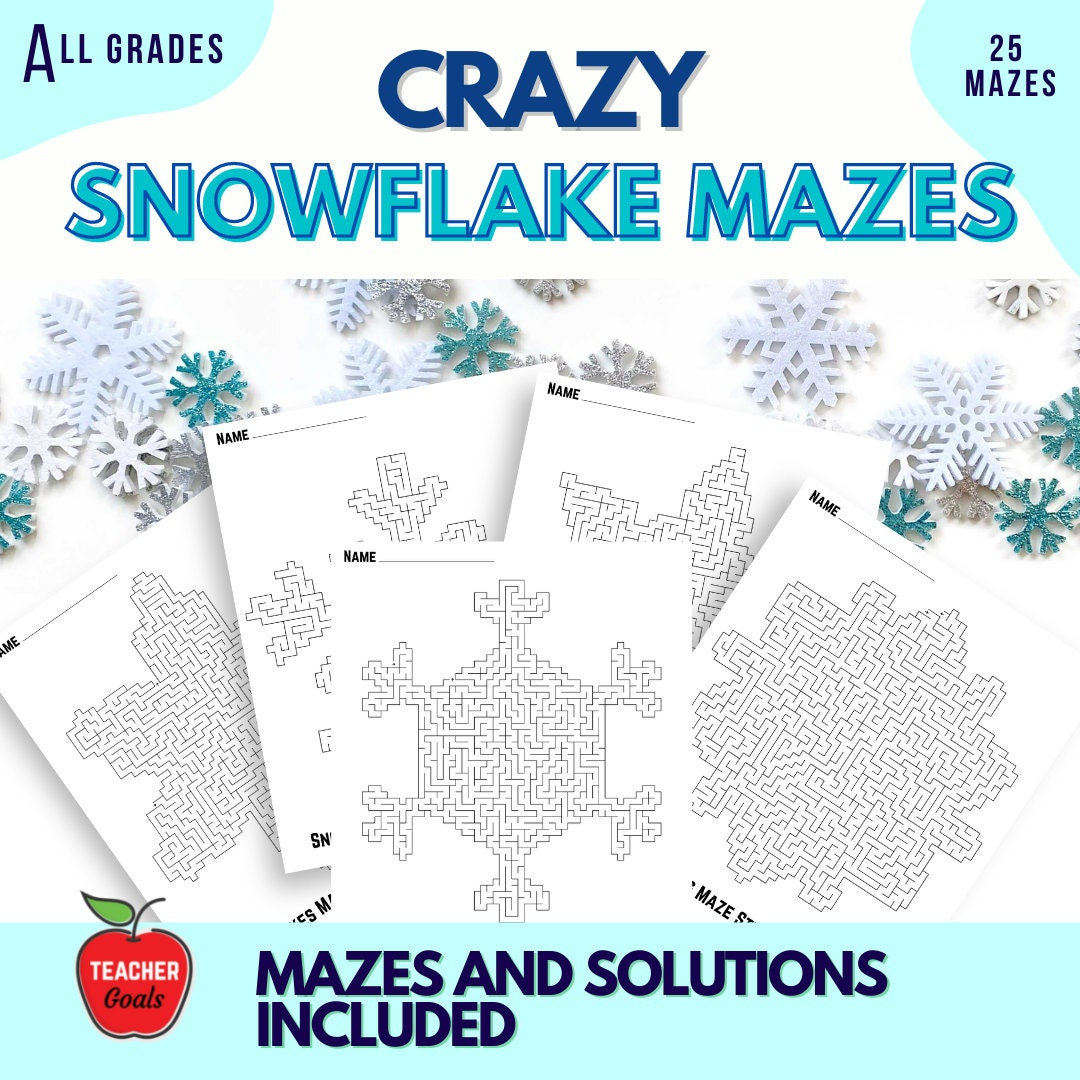 Crazy Snowflake Mazes for All Ages | Printable Winter Maze for Kids ...