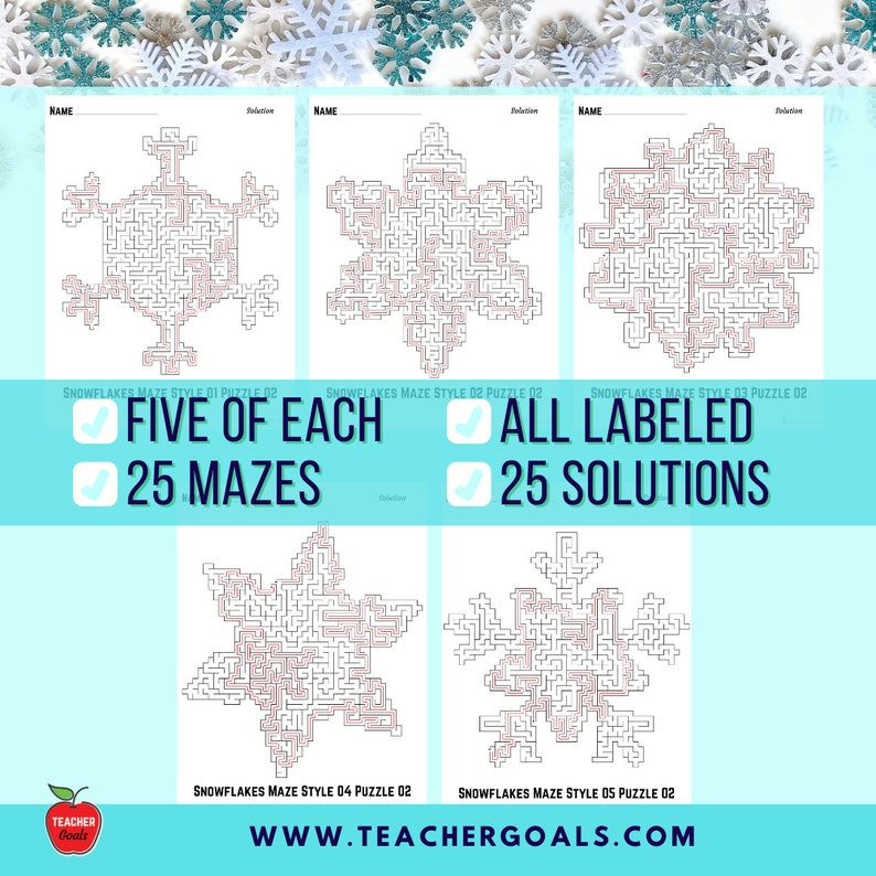 Crazy Snowflake Mazes for All Ages | Printable Winter Maze for Kids ...