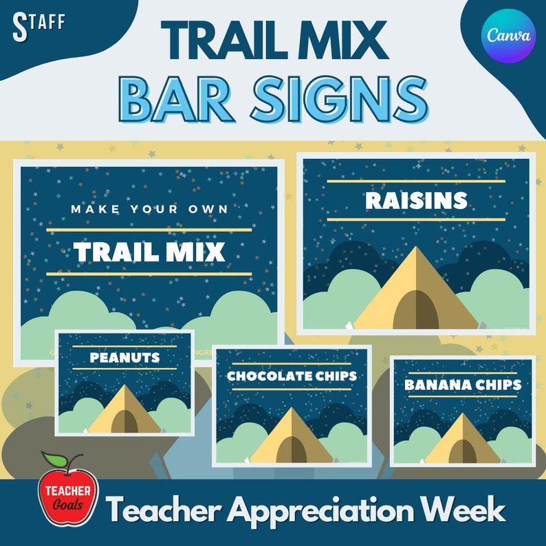 Teacher Appreciation Week Printable | Trail Mix Bar Signs | Trail Mix ...
