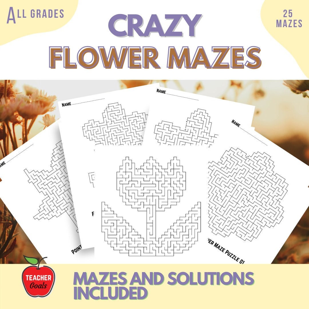 Crazy Flower Mazes for All Ages - Easter Mazes - Etsy