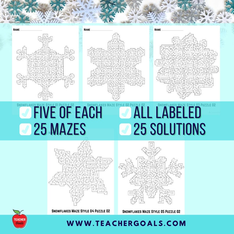 Crazy Snowflake Mazes for All Ages | Printable Winter Maze for Kids ...