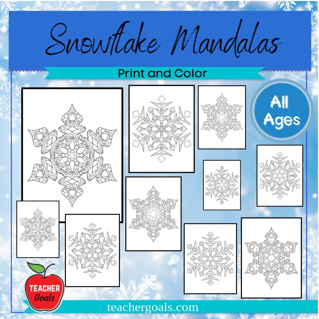 Snowflake Mandala Coloring Pages | Winter Adult Coloring Pages ...