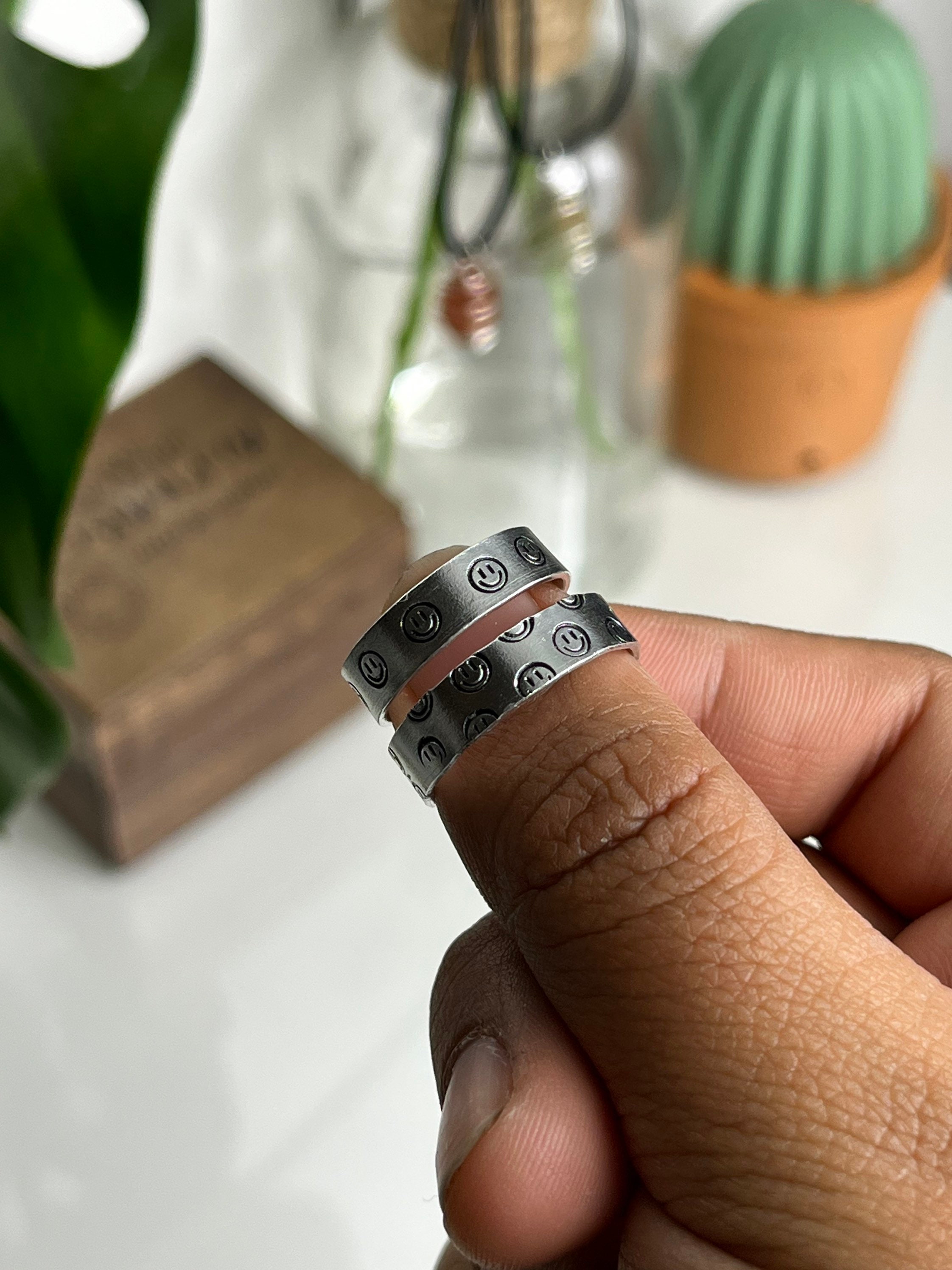 Smiley Face Ring Scattered Smiley Face Ring Silver Ring - Etsy