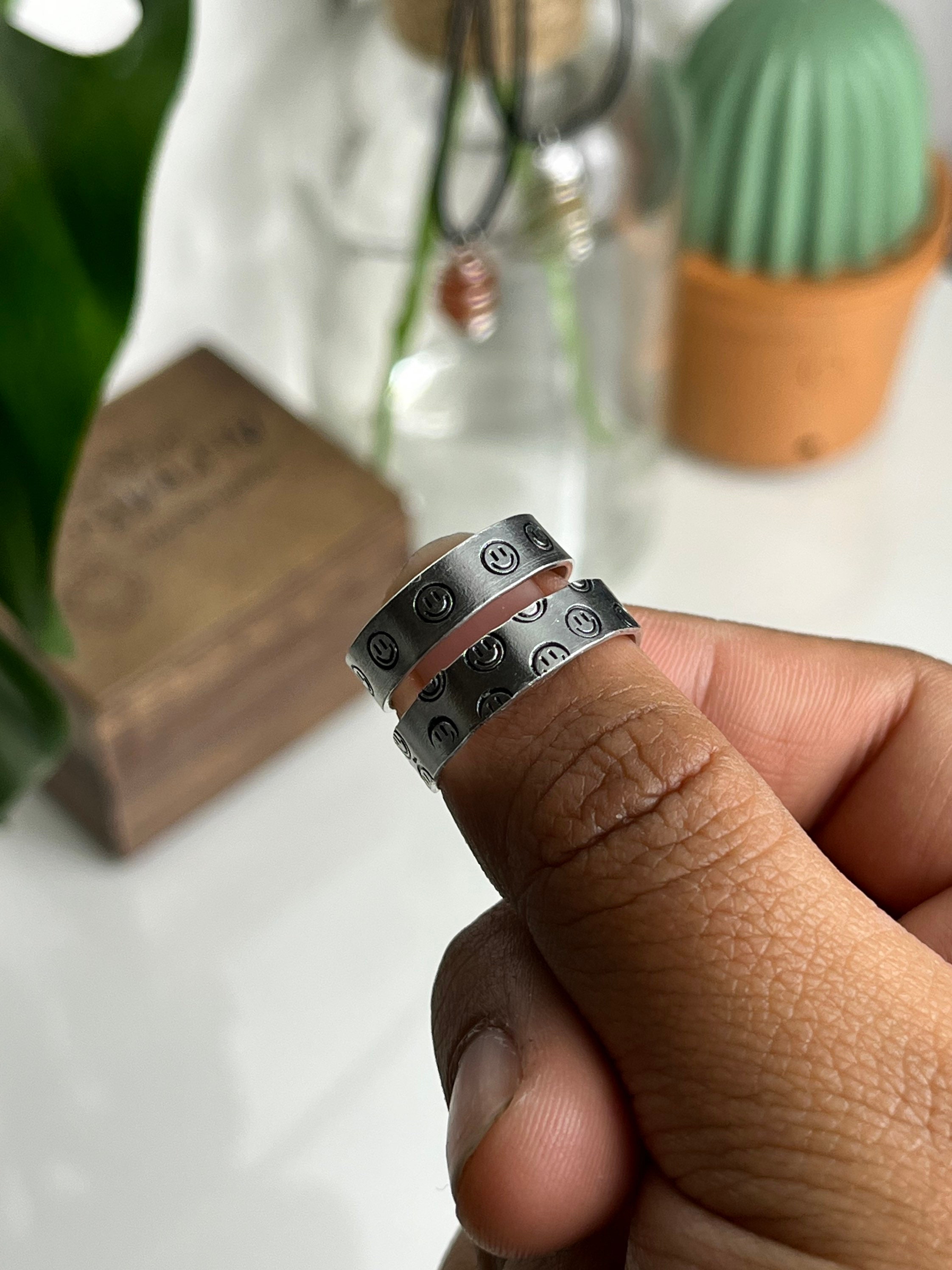 Smiley Face Ring Scattered Smiley Face Ring Silver Ring | Etsy