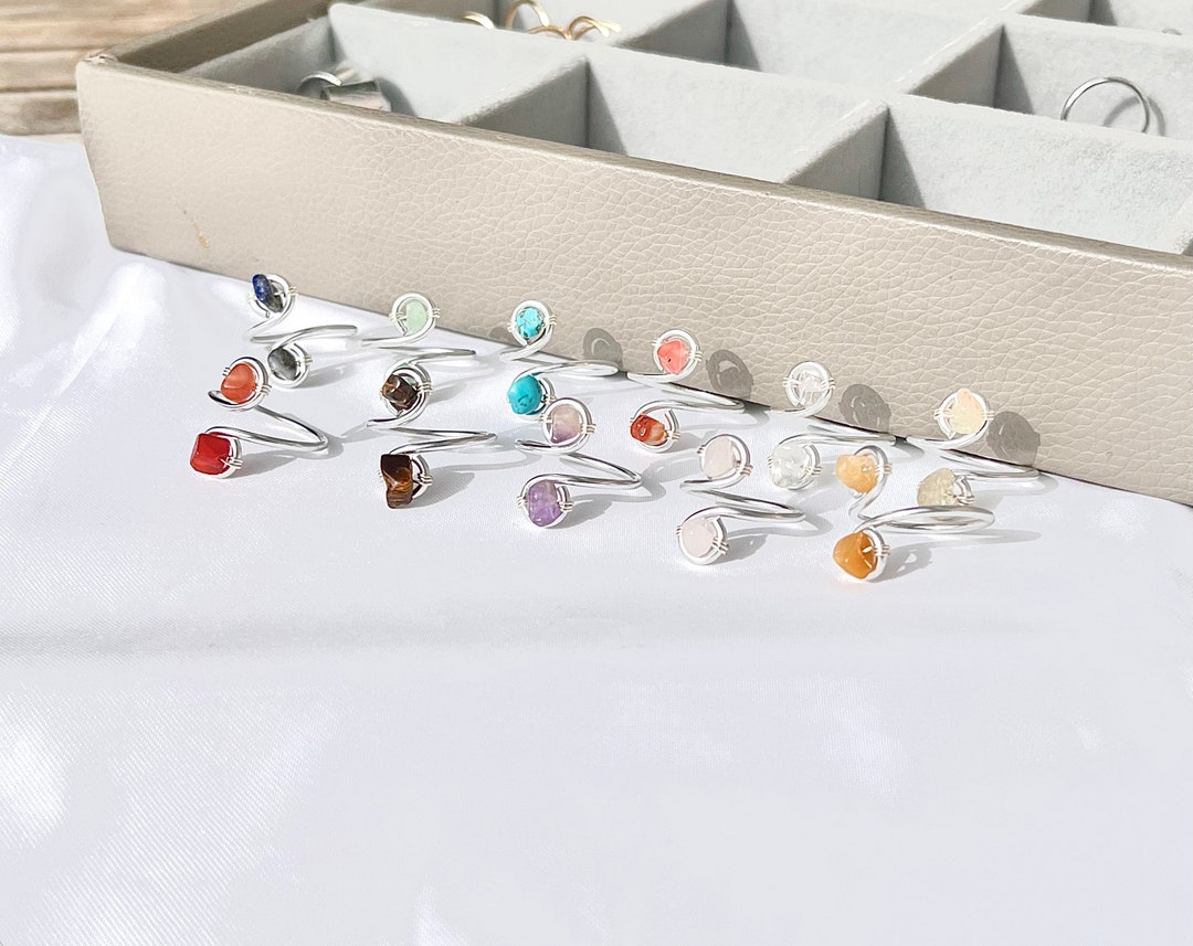 Silver Spiral Crystal Ring - Etsy