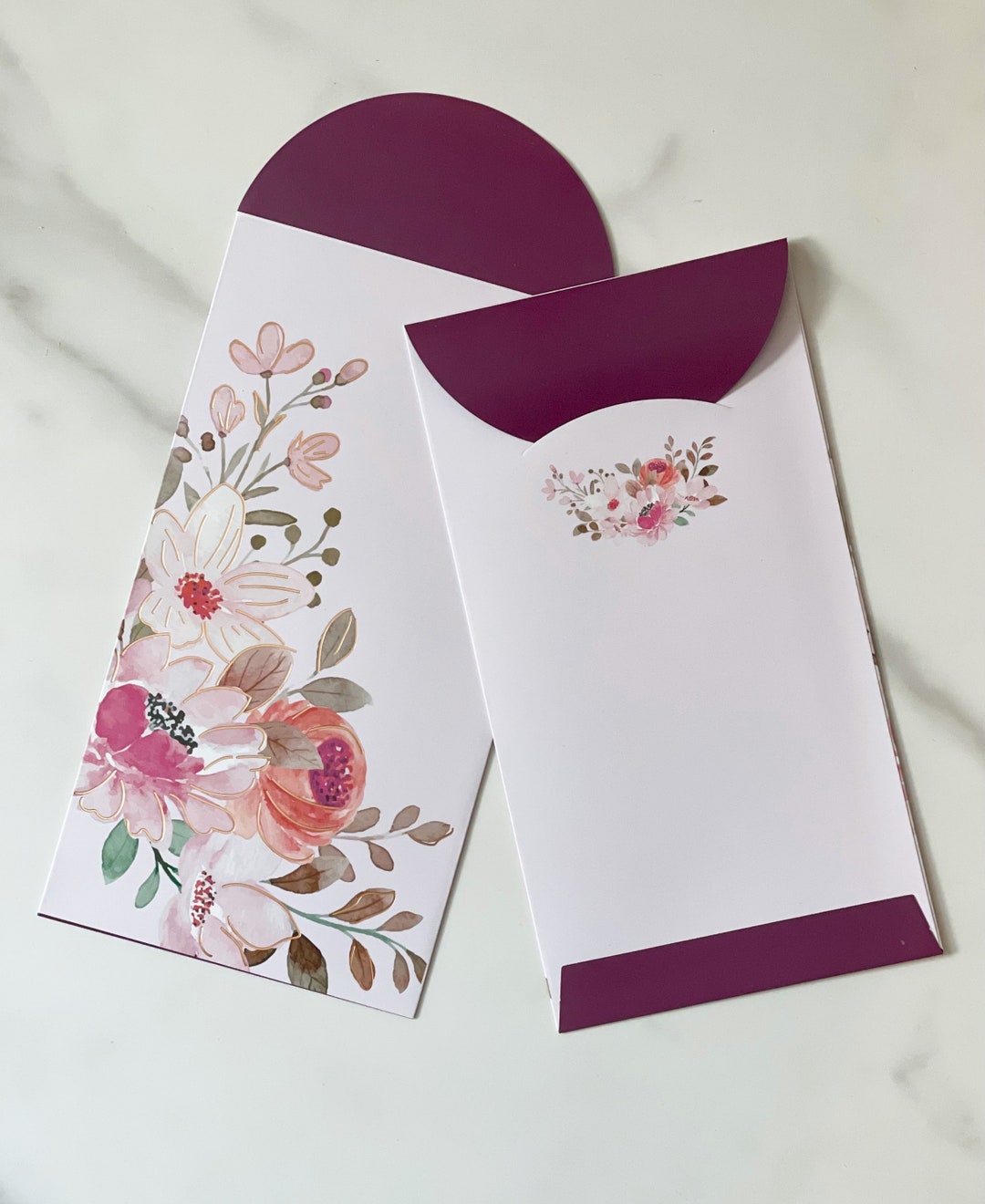 Floral Gift/money Envelope With Gold Accent (pack of 8) - Etsy