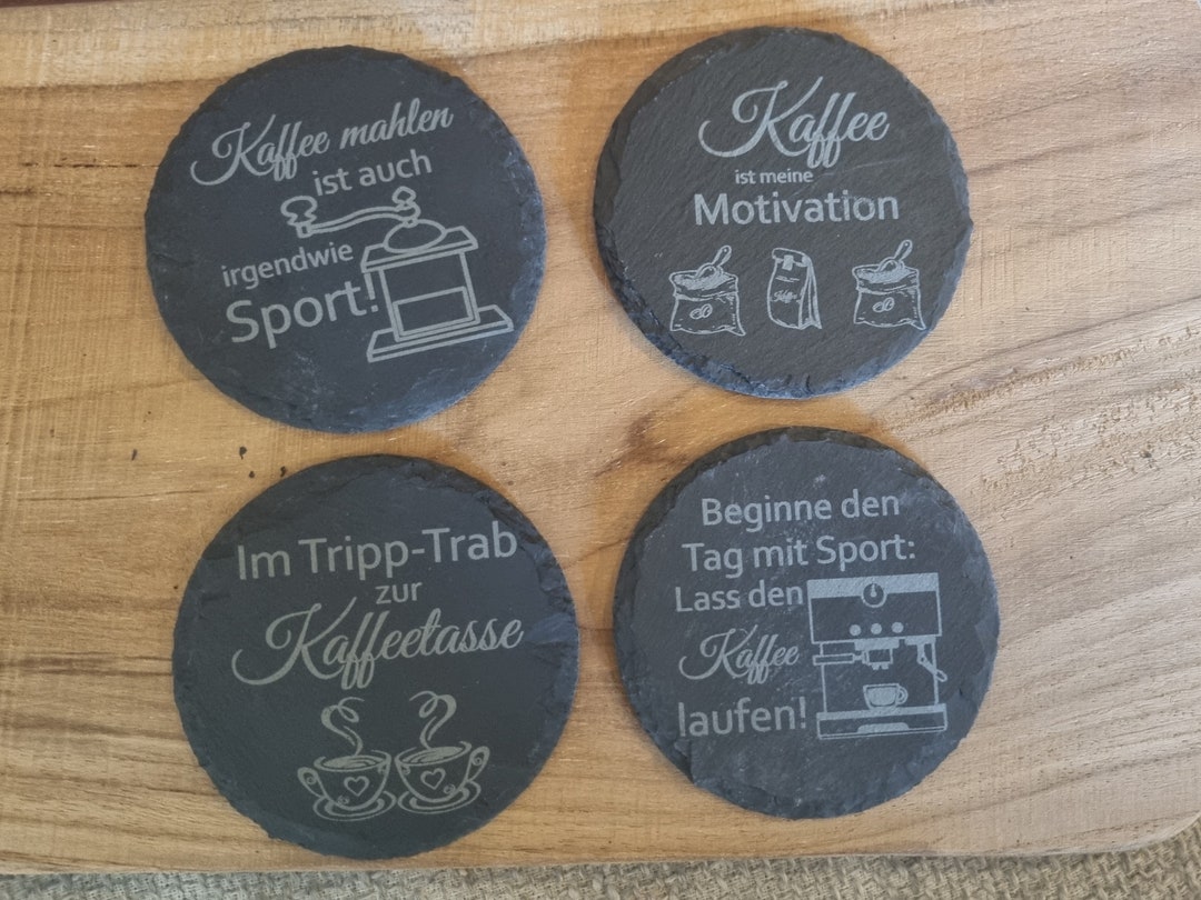 Slate Coasters With Sayings, Set of 4 Drinks Coasters, Round Slate ...