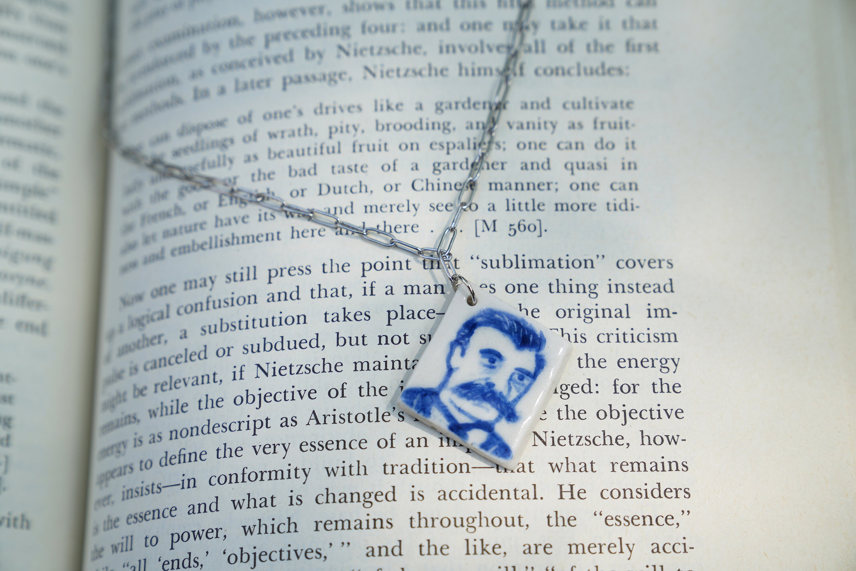 Friedrich Nietzsche Ceramic Charm Necklace Philosophy Hand-painted ...