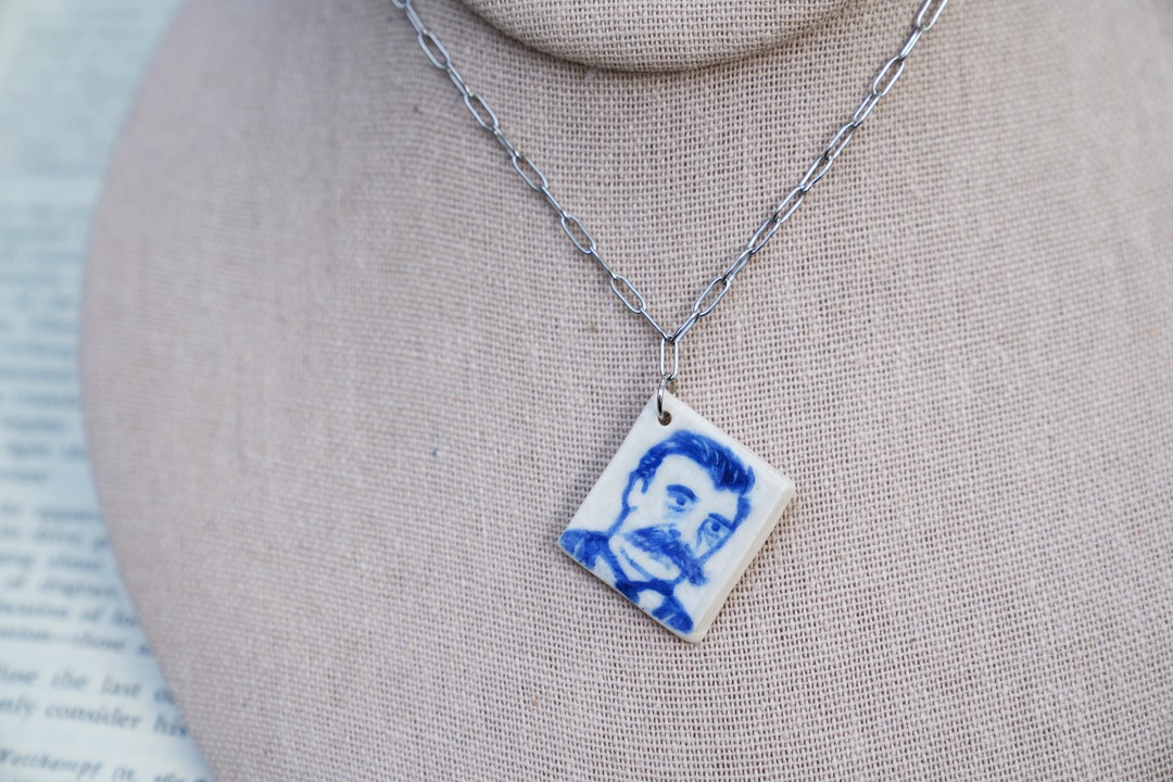 Friedrich Nietzsche Ceramic Charm Necklace Philosophy Hand-painted ...