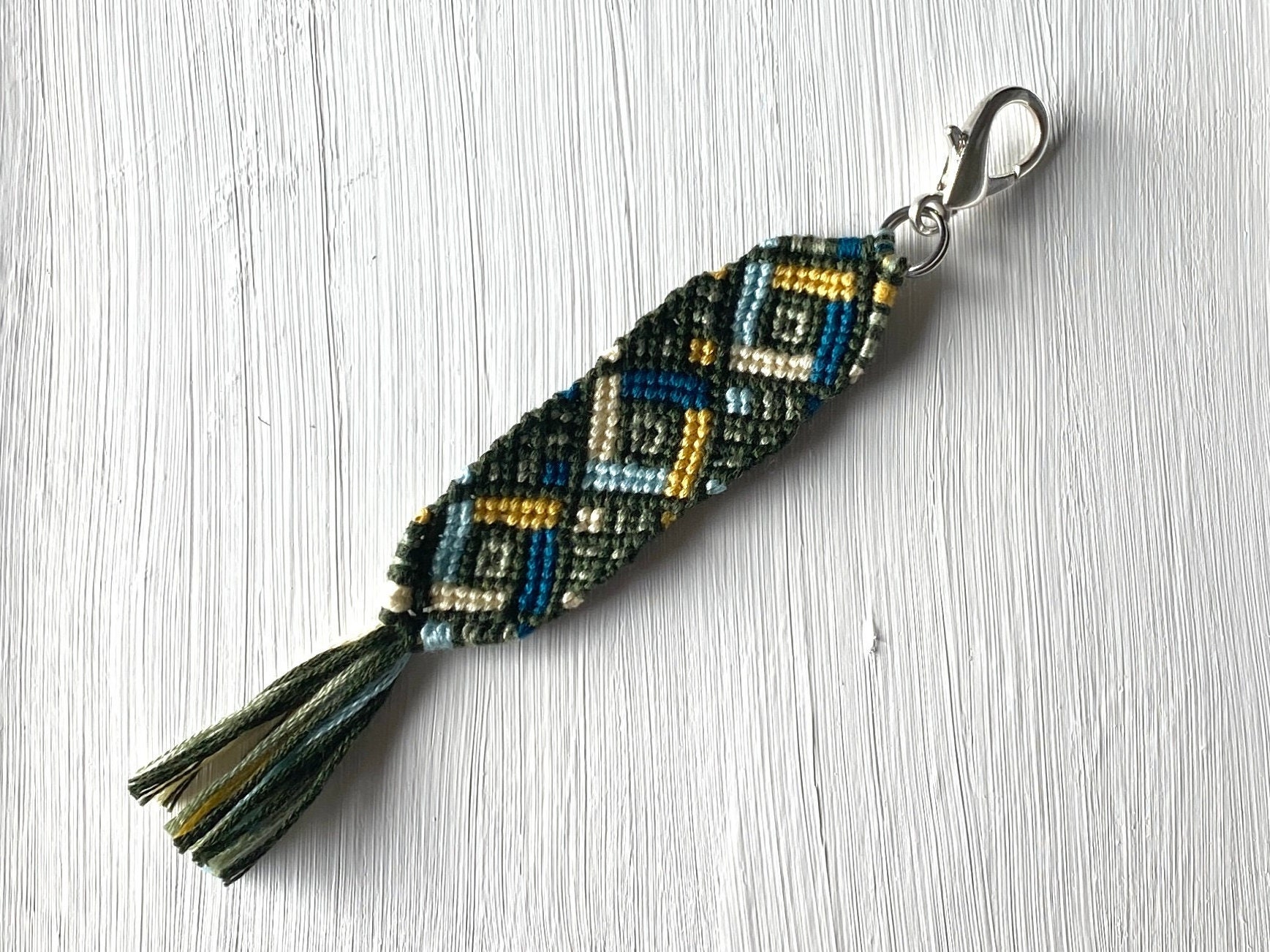 Handmade Thread Keychain: Greens and Yellows - Etsy