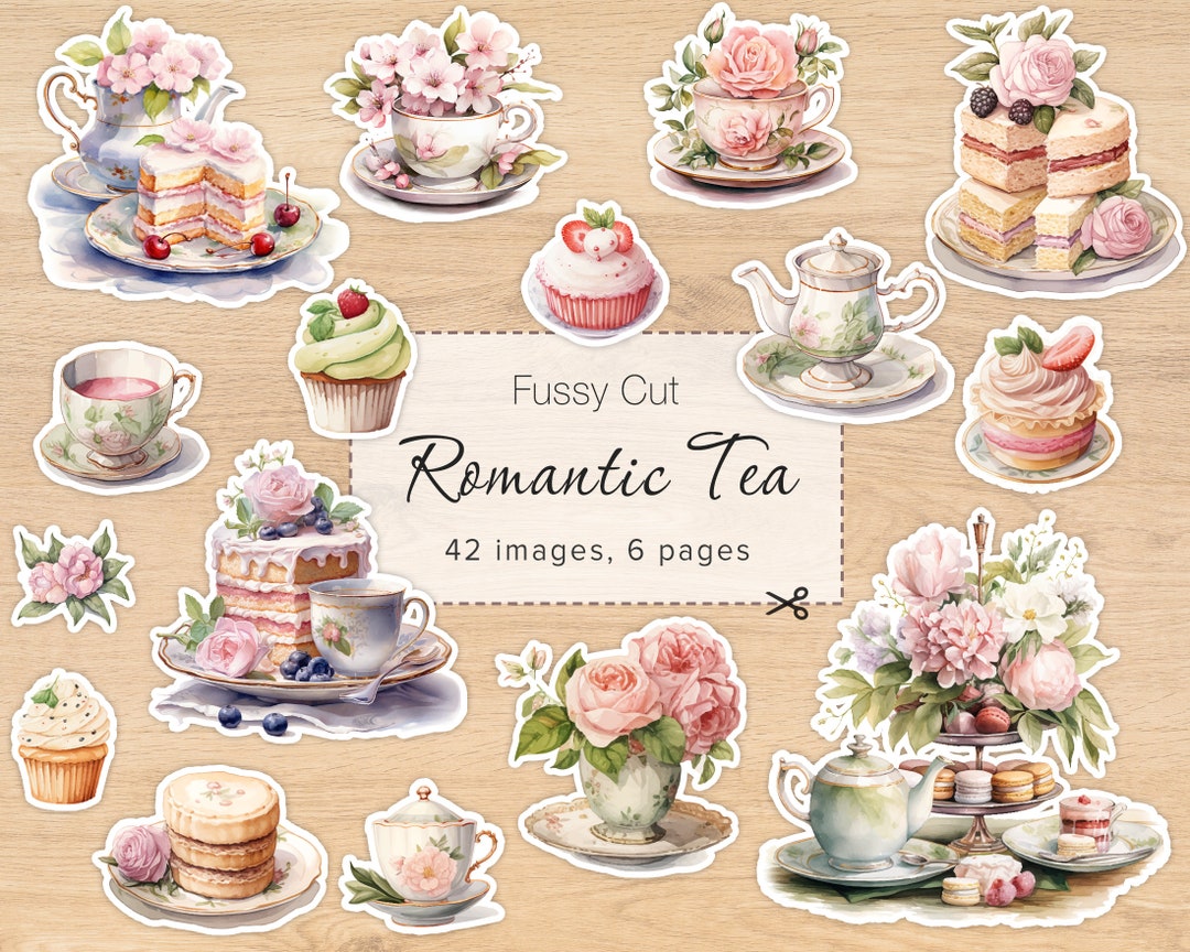 Vintage Afternoon Tea Fussy Cut Files, Junk Journal Ephemera, Scrapbook ...
