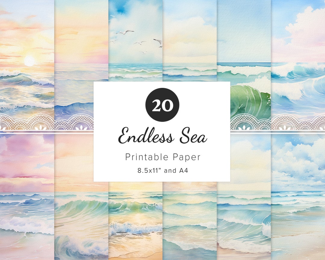 20 X Seascape Digital Papers, Scrapbook Background, Relaxing Beach ...