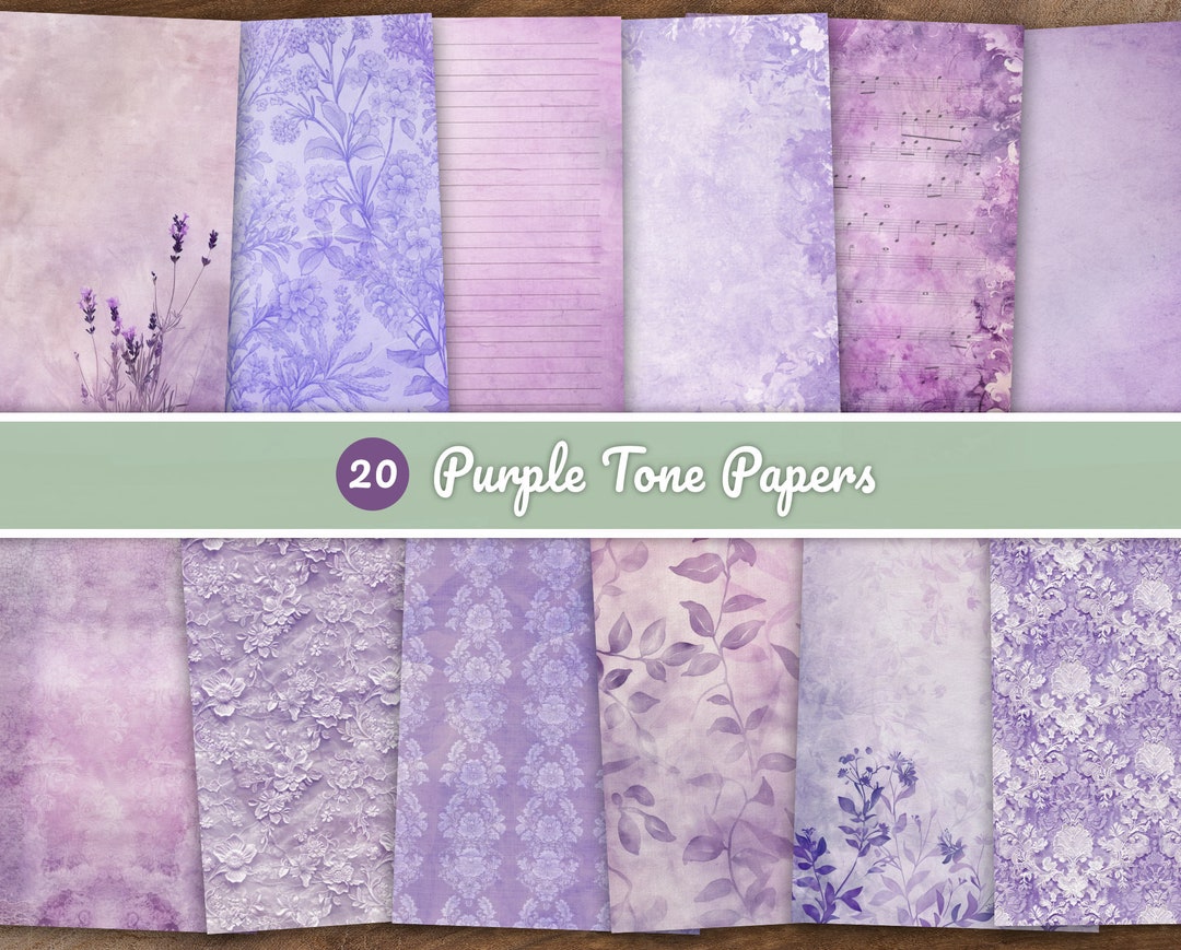 Printable Purple Papers, Purple Ephemera, Purple Flower Junk Journal ...