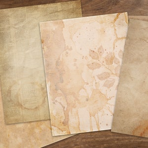 20 X Printable Tea Stain Papers, Coffee Dyed Paper Style, Shabby ...