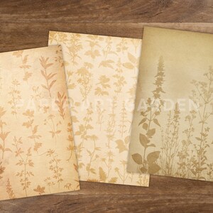 20 X Printable Tea Stain Papers, Herbs, Small Plants Patterns, Coffee ...