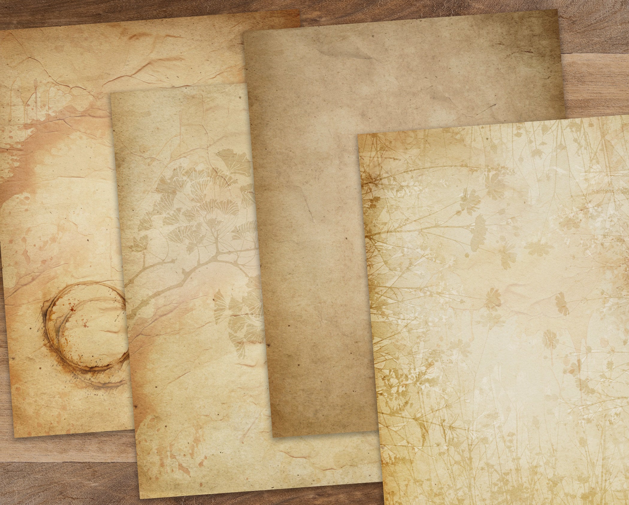 20 X Printable Tea Stain Papers, Coffee Dyed Paper Style, Shabby ...