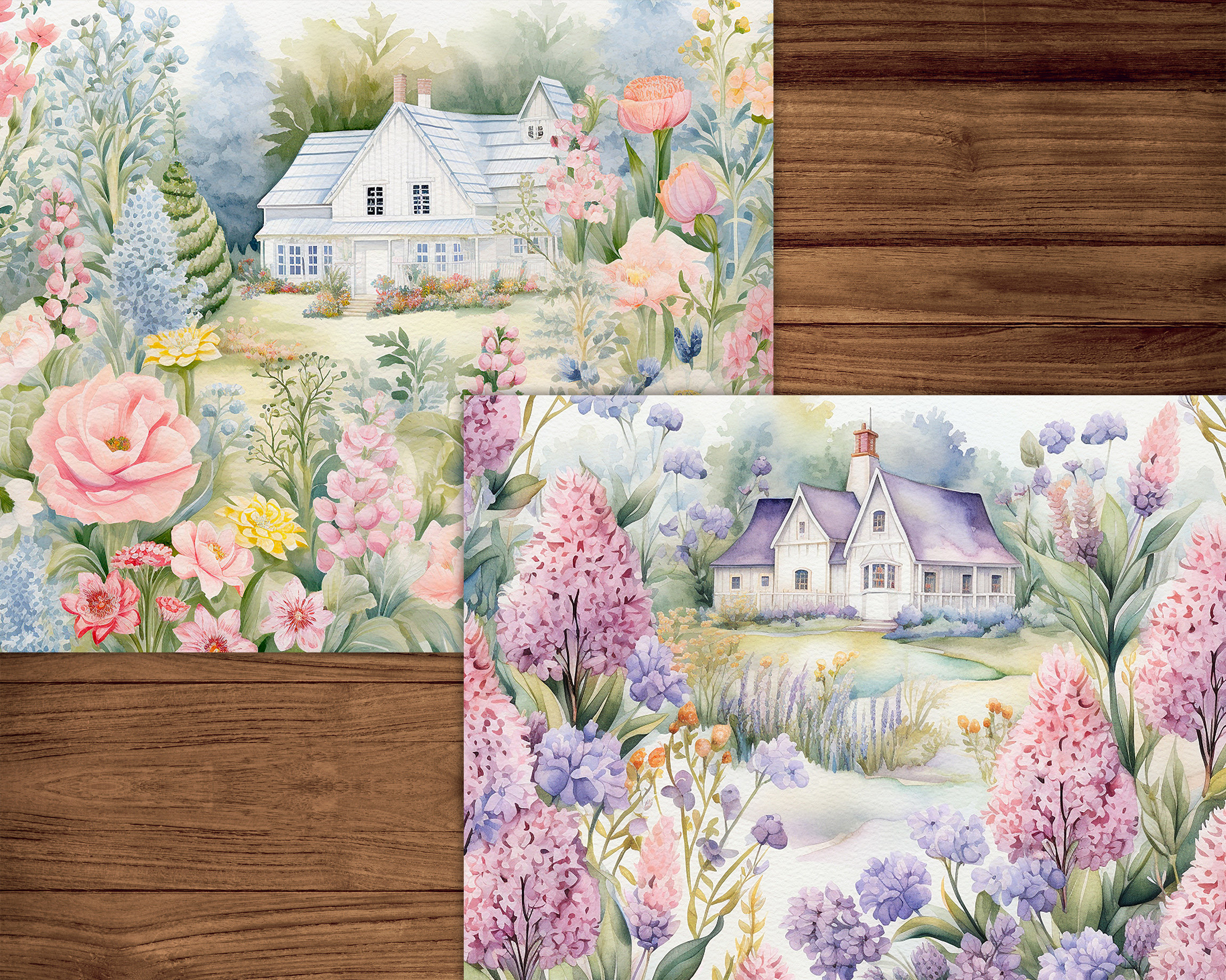 15 X Cottage Garden Scrapbook Papers, Printable Floral Ephemera, Shabby ...