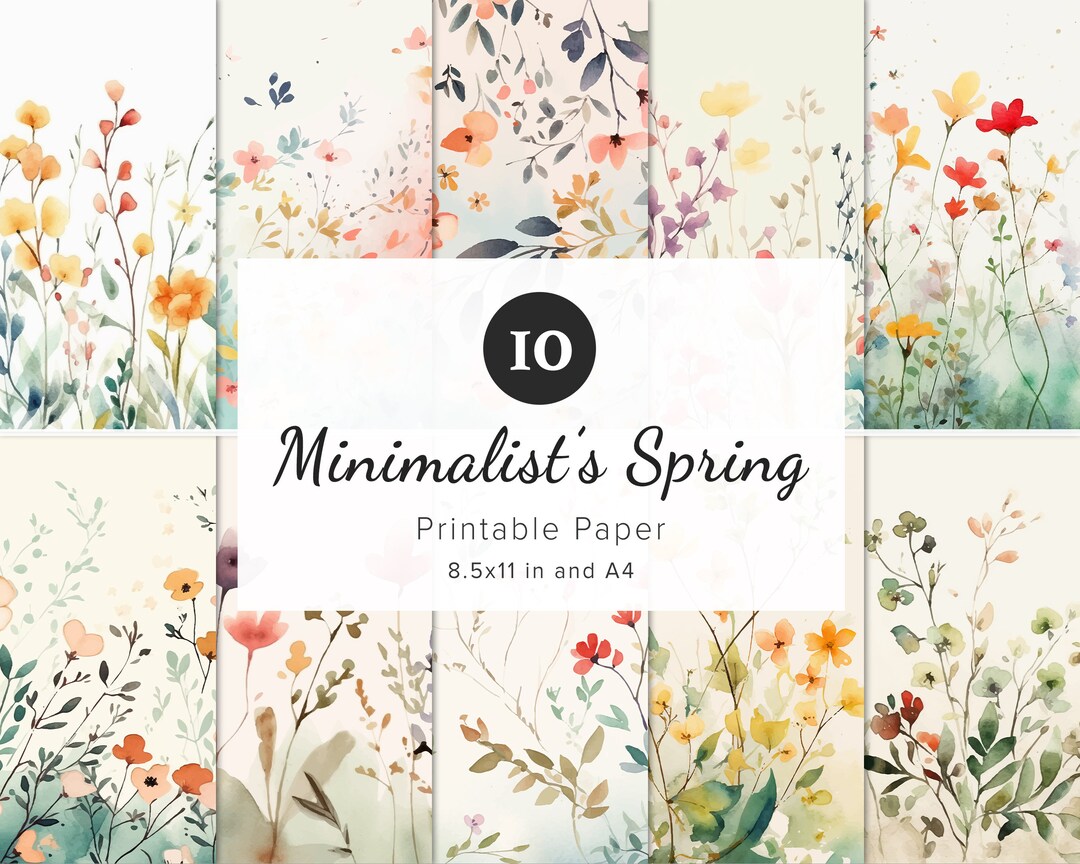 10 Spring Flowers Digital Papers, Minimal Floral Medley Pattern ...