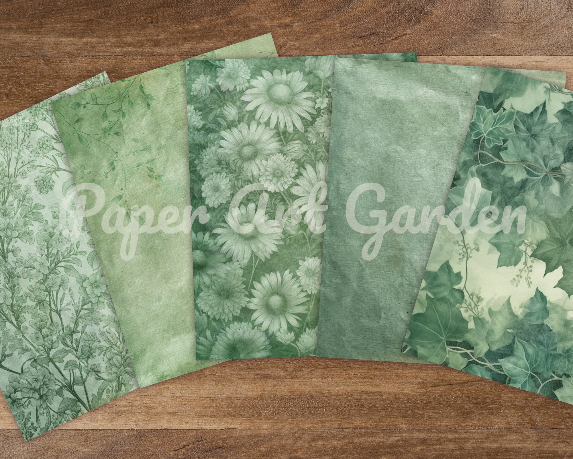 Printable Green Papers, Forest Ephemera, Green Junk Journal, Vintage ...