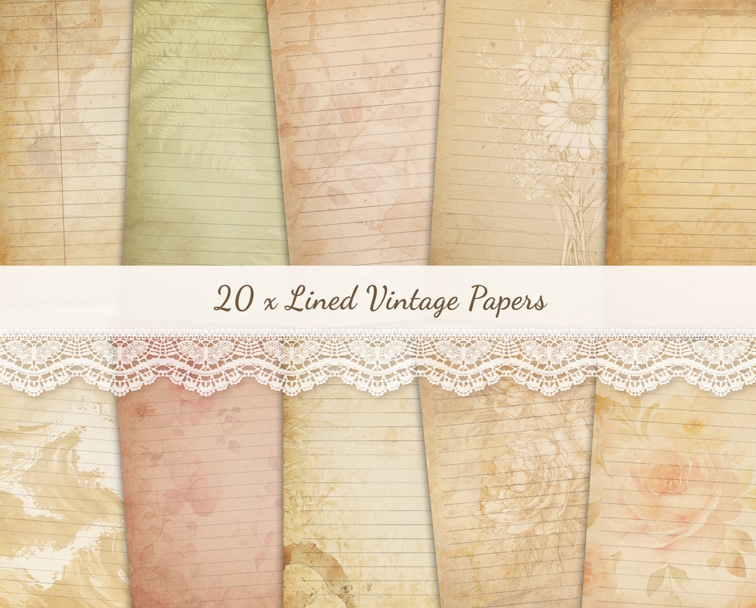 20 X Lined Tea Stain Papers, Coffee Dyed Paper Style, Shabby Vintage ...