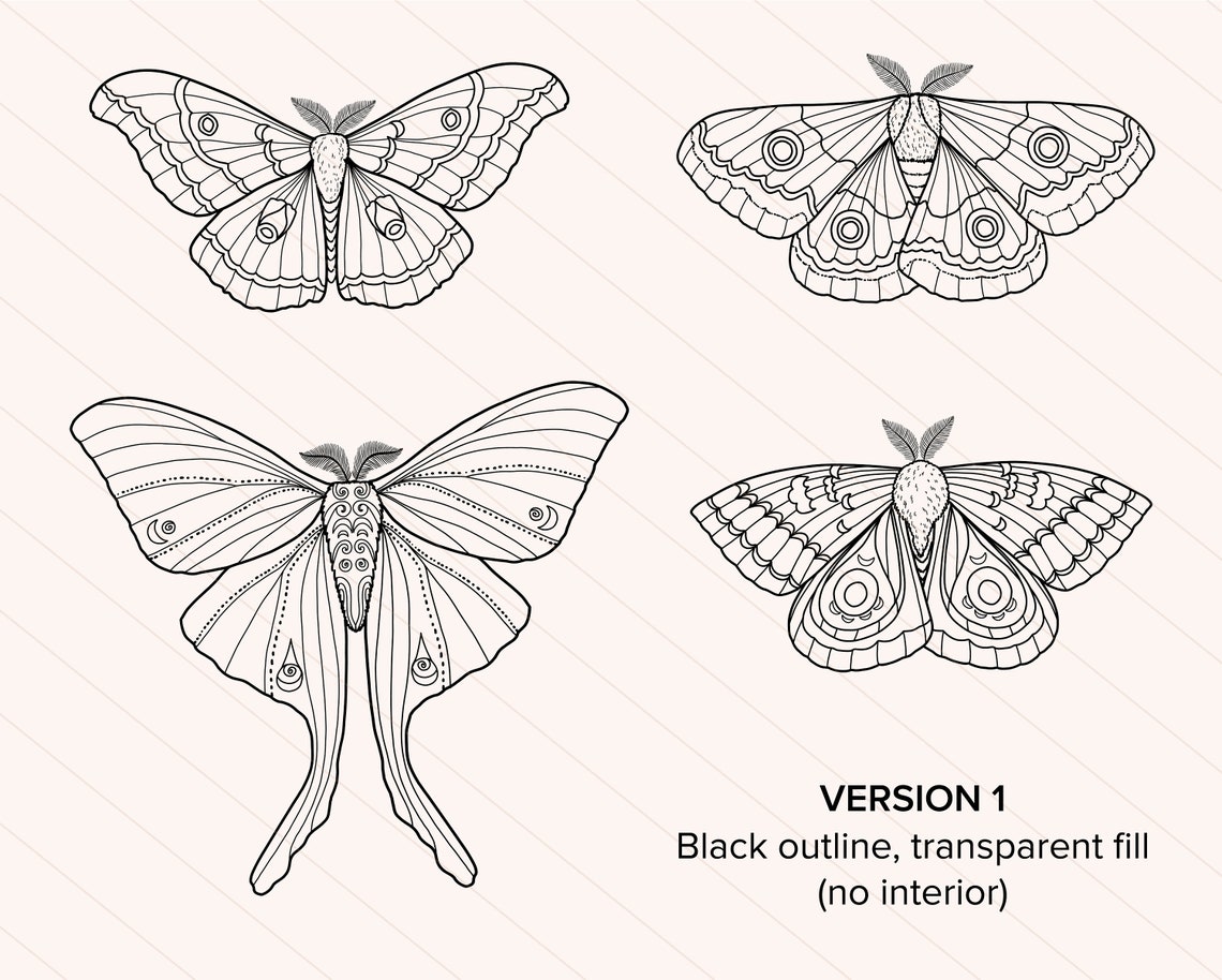 Butterfly Moth SVG Clipart Hand-drawn Moon Moth SVG - Etsy Canada
