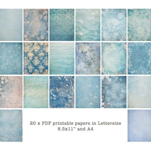 Printable Faded Blue Stained Old Papers, Blue Ephemera, Sea Junk ...