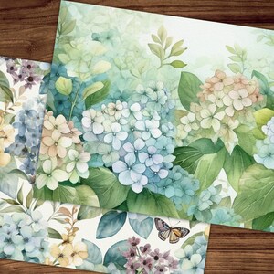 20 X Hydrangea Garden Printable Paper, Floral Digital Papers, Hydrangea ...