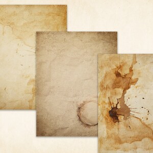 20 X Printable Tea Stain Papers, Coffee Dyed Paper Style, Shabby ...