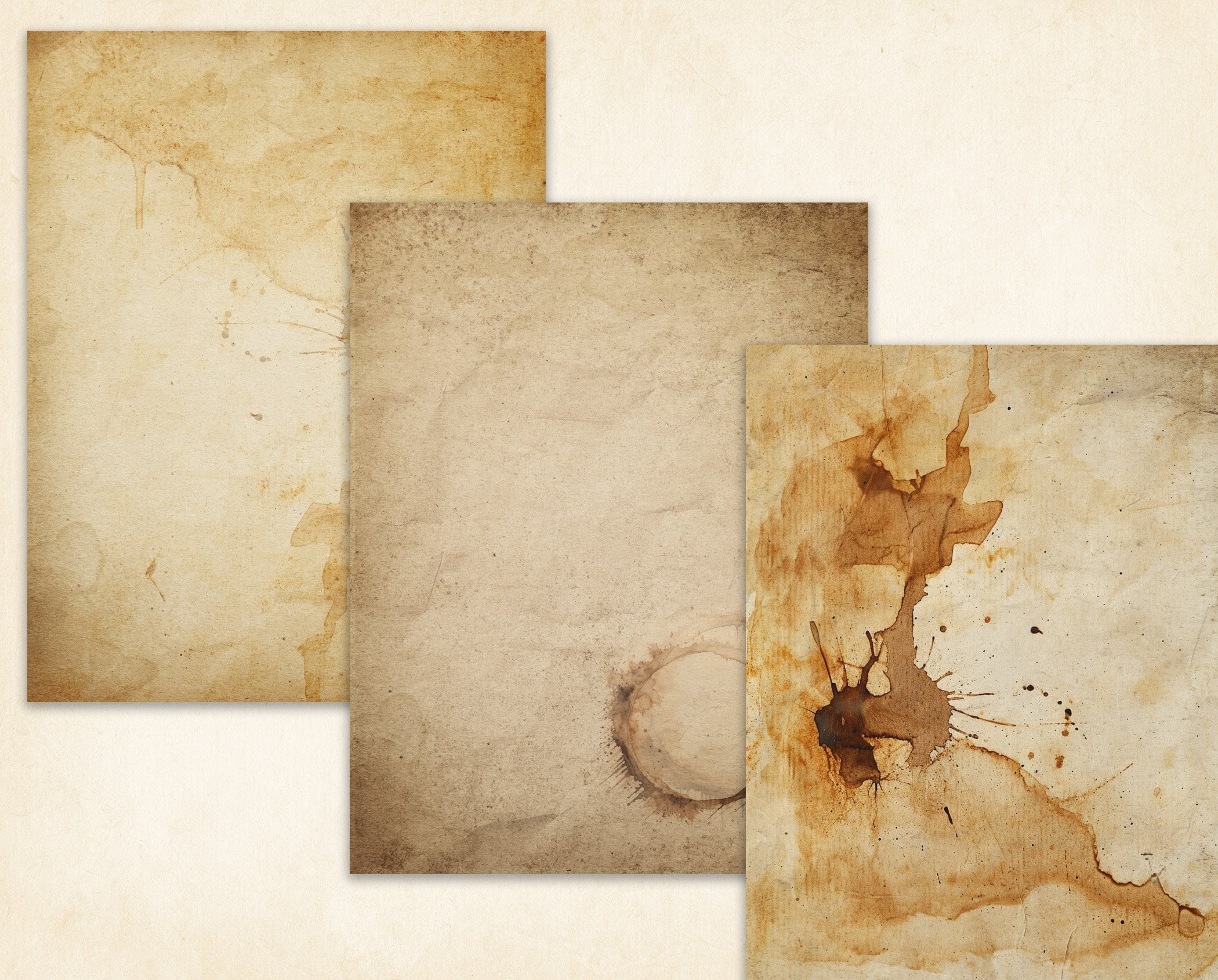 20 X Printable Tea Stain Papers, Coffee Dyed Paper Style, Shabby ...