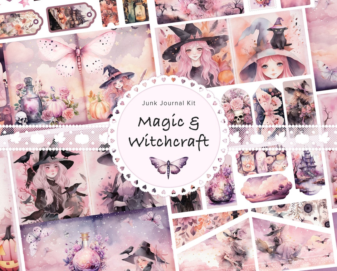 Printable Halloween Witch Junk Journal Kit, Magic Witchcraft Scrapbook ...