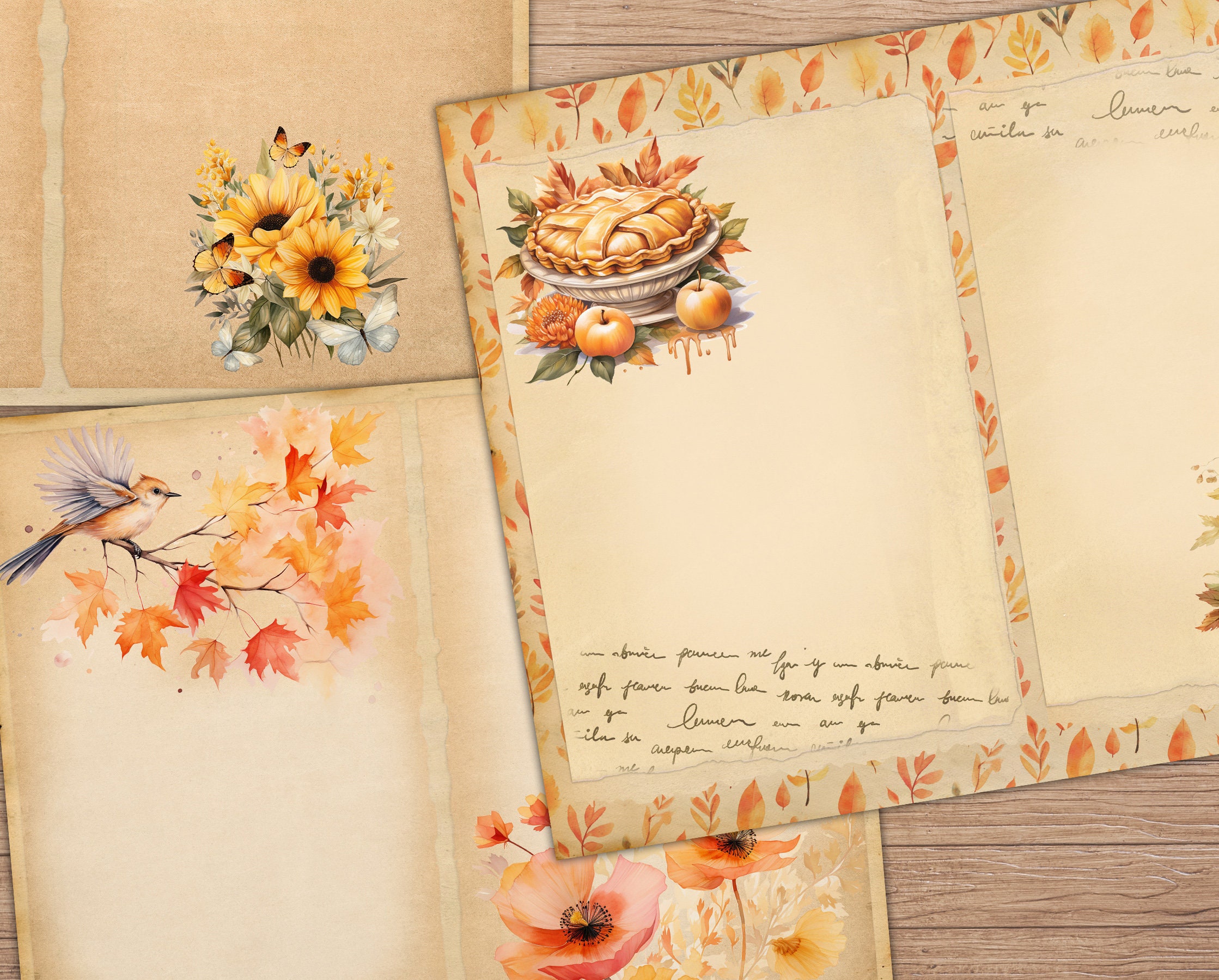 10 Fall Junk Journal Pages, Double Page Spread, Autumn Ephemera Add-on ...