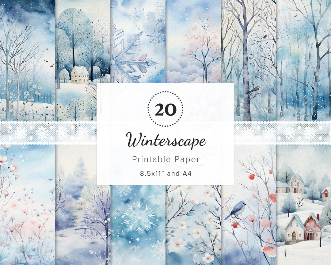 20 X Winter Scenes Digital Papers, Winter Scrapbook Paper, Junk Journal ...