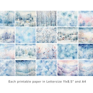 20 X Winter Scenes Digital Papers, Winter Scrapbook Paper, Junk Journal ...