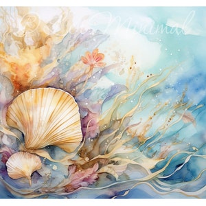 12 Beautiful Summer Sea Shells Digital Papers, Beach & Ocean Pattern ...
