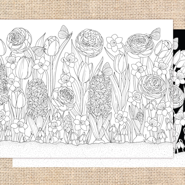 Printable Coloring Pages Spring - Etsy