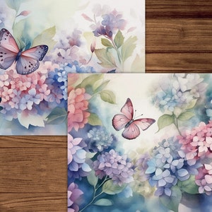 20 X Hydrangea Garden Printable Paper, Floral Digital Papers, Hydrangea ...