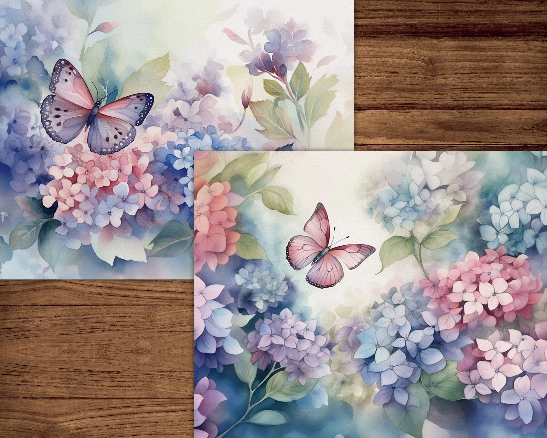 20 X Hydrangea Garden Printable Paper, Floral Digital Papers, Hydrangea ...