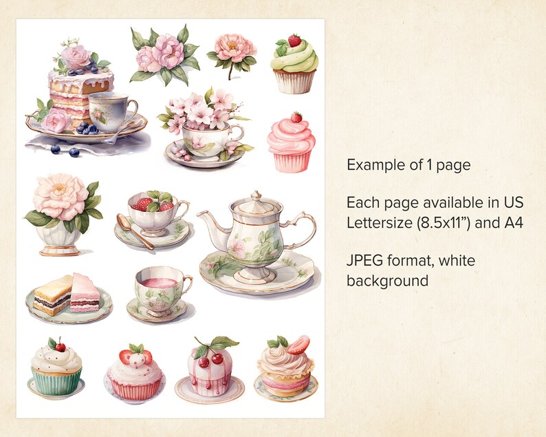 Vintage Afternoon Tea Fussy Cut Files, Junk Journal Ephemera, Scrapbook ...