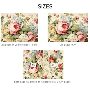 12 X Vintage Floral Digital Papers, Watercolor Flowers Fruits Wallpaper ...