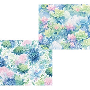 20 Succulents Digital Papers, Watercolor Succulent Cactus Patterns ...