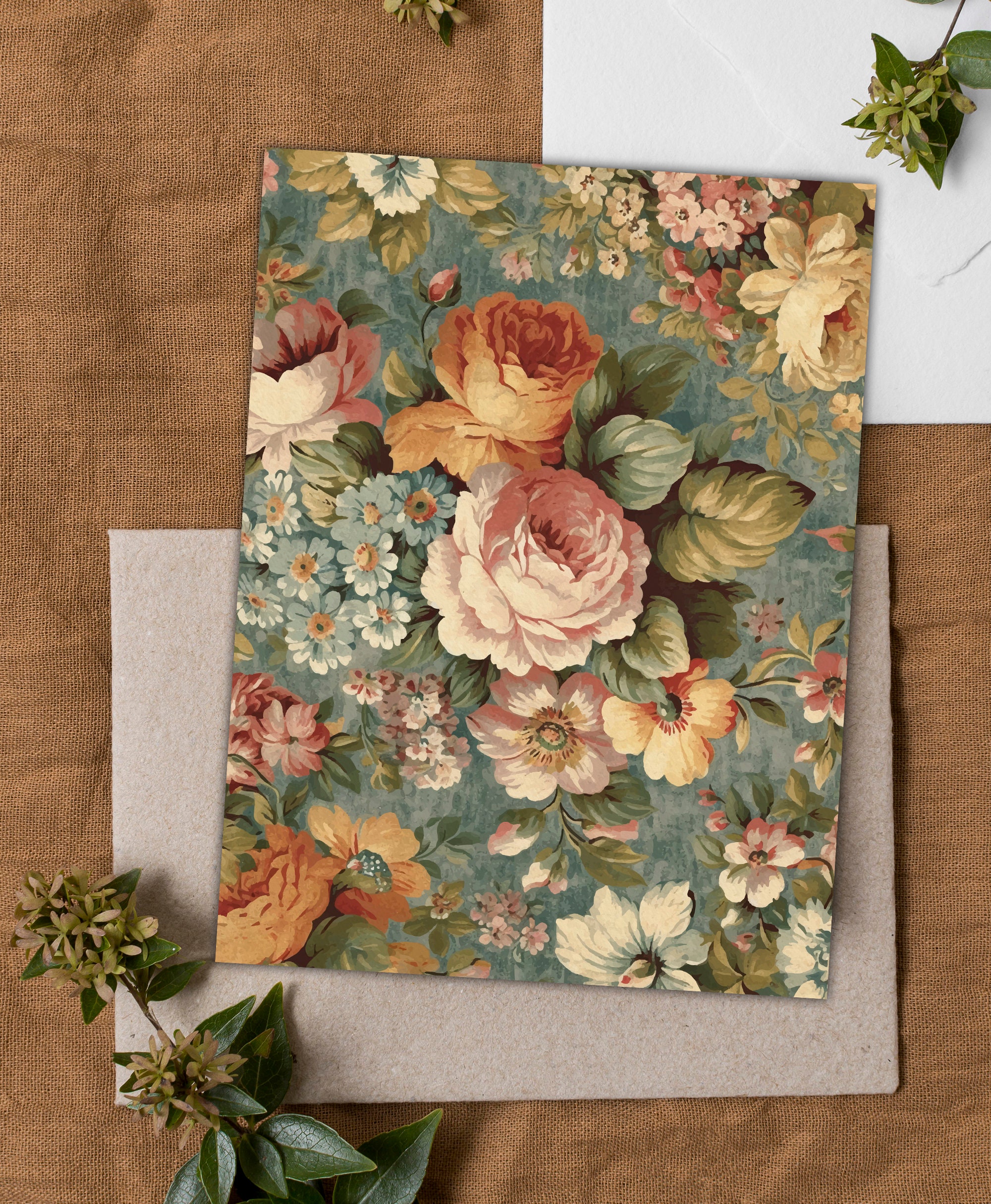 20 X Vintage Floral Digital Papers Watercolor Flower - Etsy