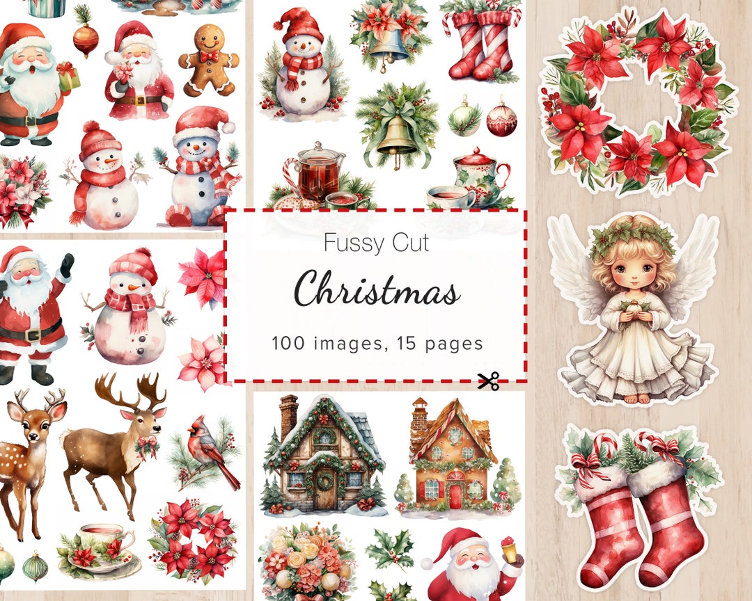 Christmas Fussy Cuts, Printable Christmas Collage Sheets, Christmas ...
