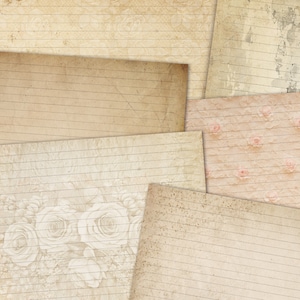 Lined Journal Pages, 20 Printable Vintage Journal Paper, Floral Writing ...